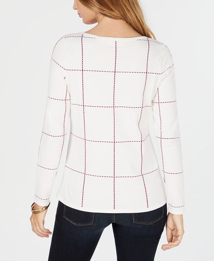 Charter Club Windowpane-Pattern Sweater, Created for Macy's - Macy's