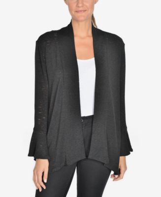 NY Collection Draped Bell-Sleeve Cardigan - Macy's