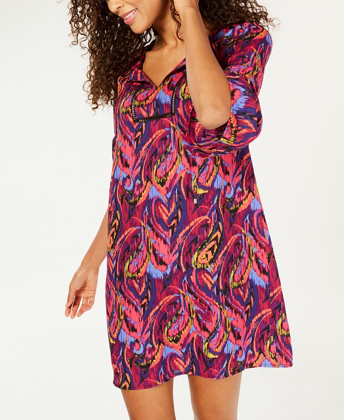Pappagallo Maggie Printed Bell-Sleeve Dress - Macy's