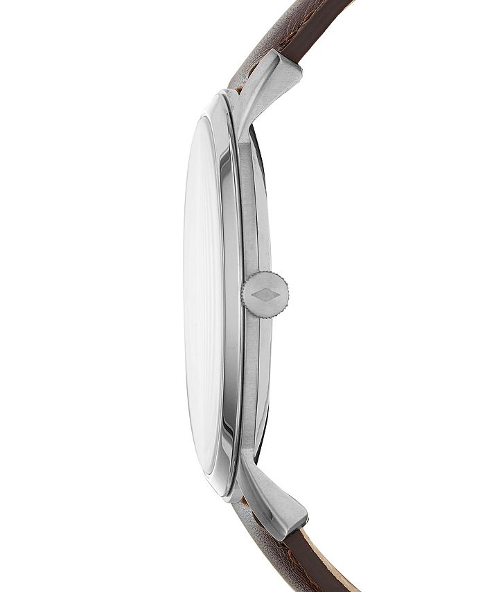 Fossil Men's The Minimalist Brown Leather Strap Watch 44mm - Macy's