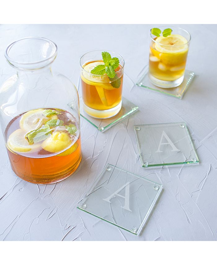 Cathy's Concepts Personalized Glass Coasters, Set of 4 - Macy's