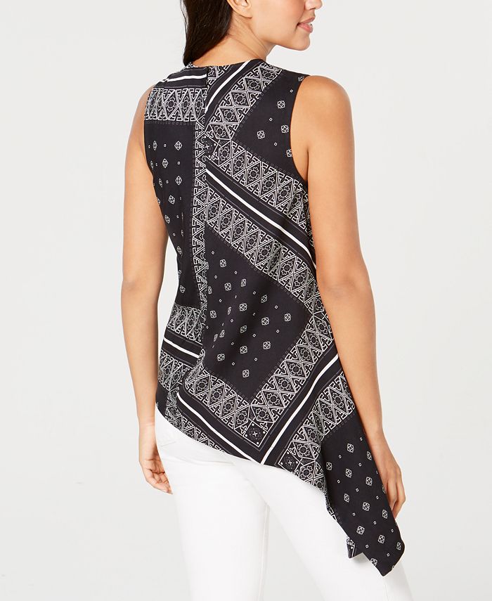 Calvin Klein Jeans Printed Asymmetrical Top - Macy's