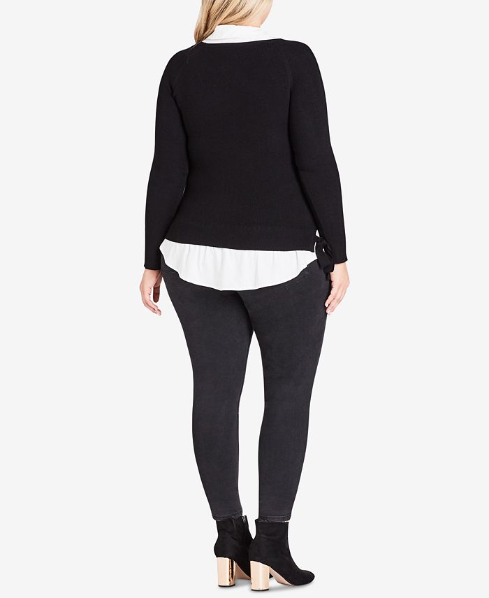 City Chic Trendy Plus Size Layered-Look Collared Top - Macy's