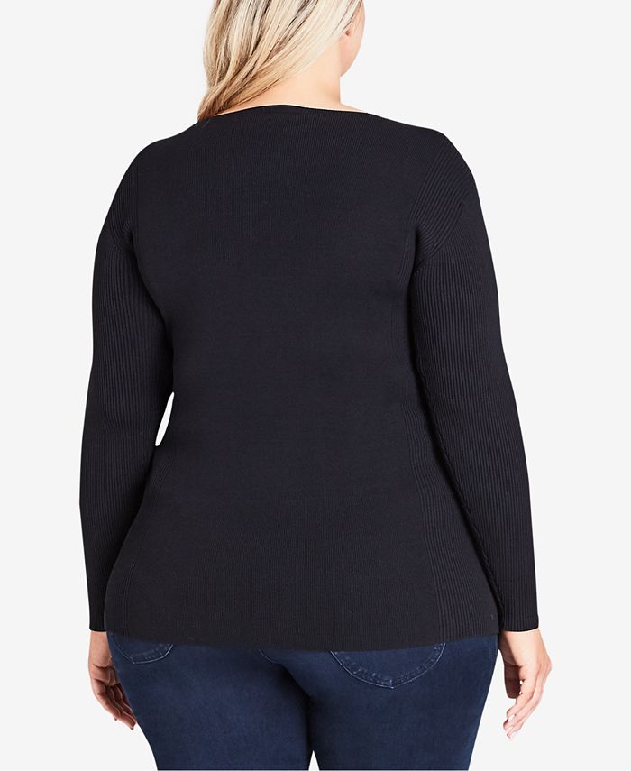 City Chic Trendy Plus Size Tie-Front Top - Macy's