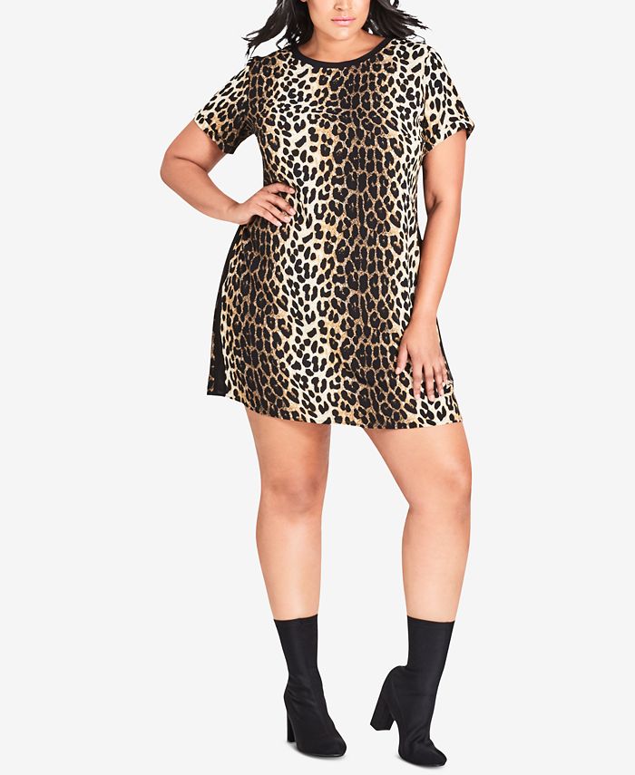City Chic Trendy Plus Size Animal-Print Tunic Dress - Macy's