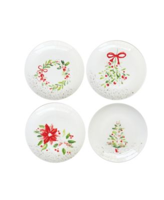 American Atelier Mistletoe Memories Appetizer/Dessert Plates, Set of 4 ...