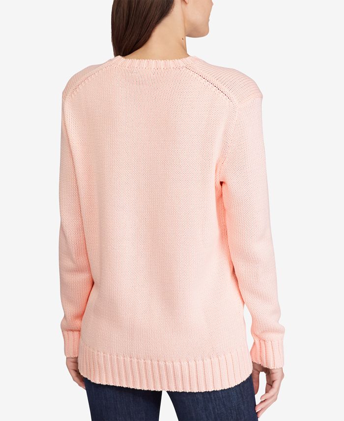 Polo Ralph Lauren Pink Pony Graphic Cotton Sweater - Macy's