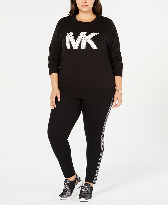 Michael Kors Plus Size Studded MKGO Logo Sweatshirt - Macy's