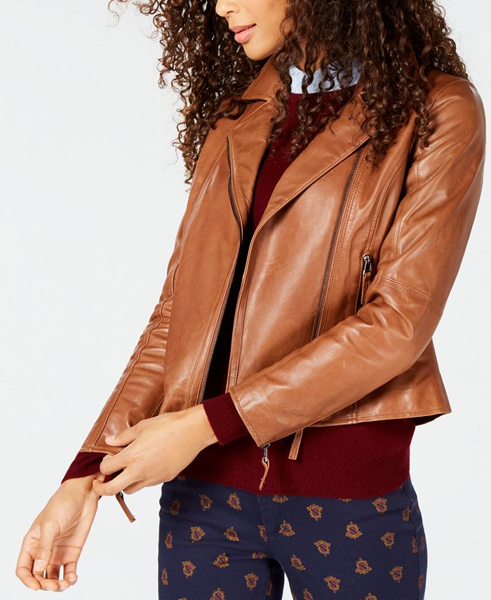 Charter Club Leather Jacket, Created for Macy's - Macy's