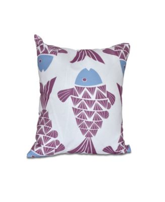 Big Fish 16 Inch Purple and Light Blue Decorative Coastal Throw Pillow ...
