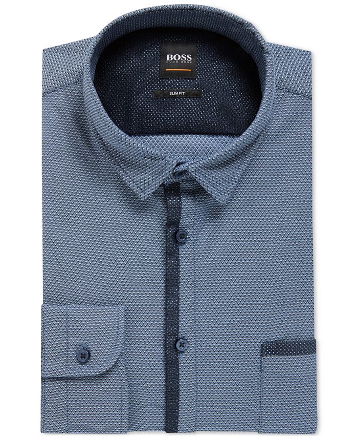 Hugo Boss BOSS Men's Slim-Fit Patterned Cotton Shirt - Macy's