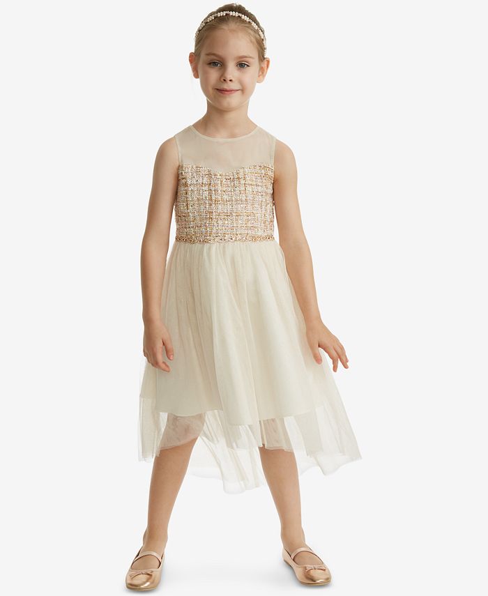 Rare Editions Toddler Girls Boucle Illusion Neck Dress - Macy's