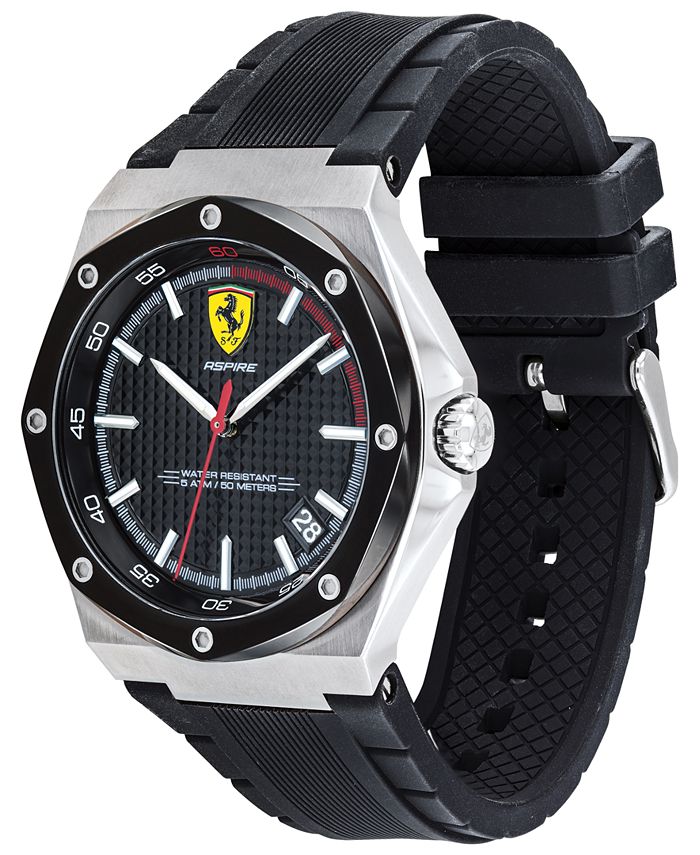 Ferrari Men's Aspire Black Silicone Strap Watch 42mm Gift Set - Macy's