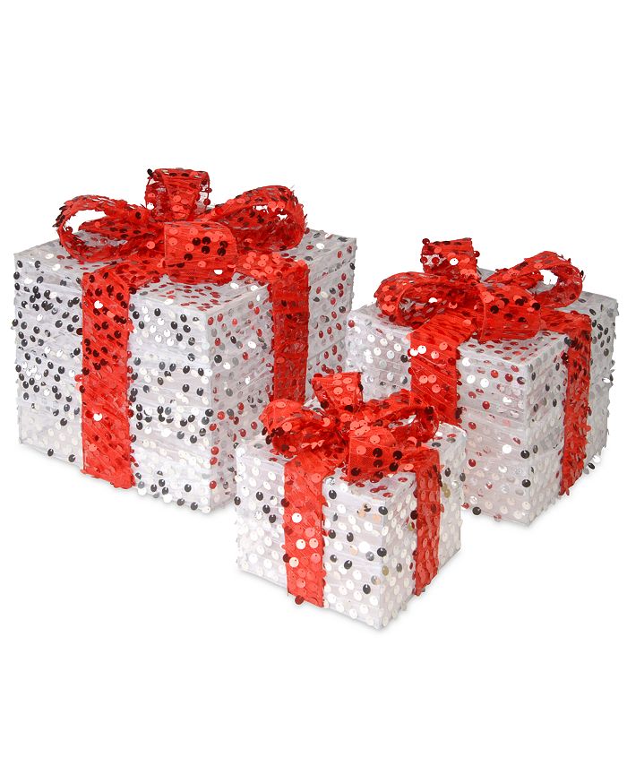 National Tree Company National Tree 3-Piece Sequin Gift Box Assortment ...