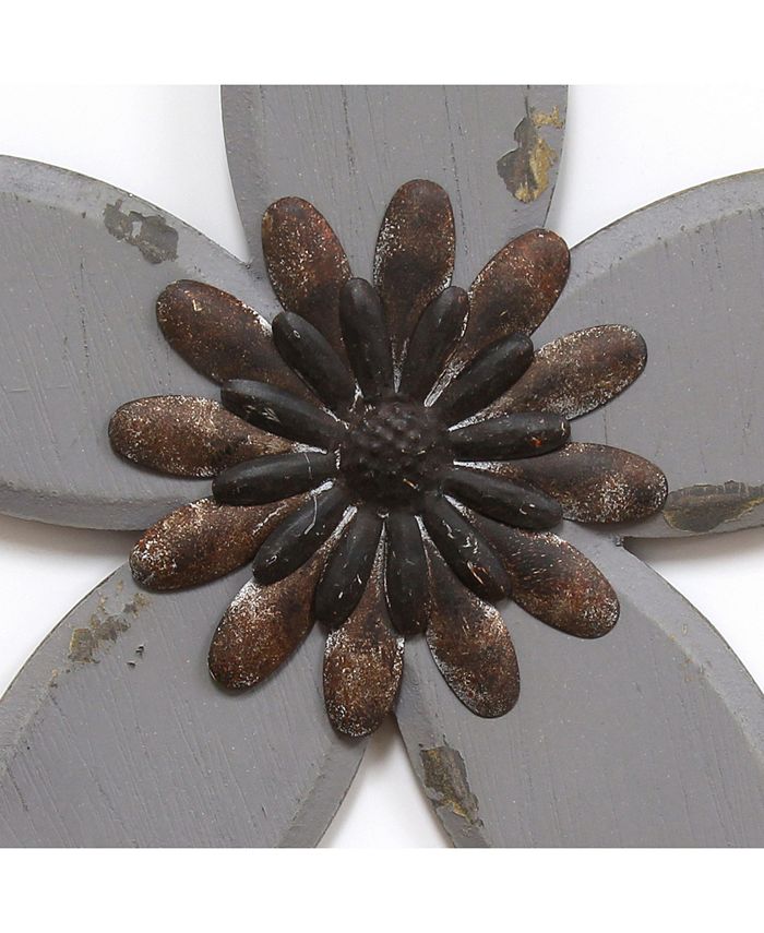 Stratton Home Décor Stratton Home Decor Grey Antique Flower Wall Decor ...