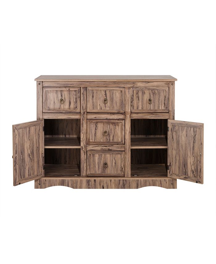 Elegant Home Fashions Simplicity Storage Cabinet with 2 Doors 5 Drawers ...