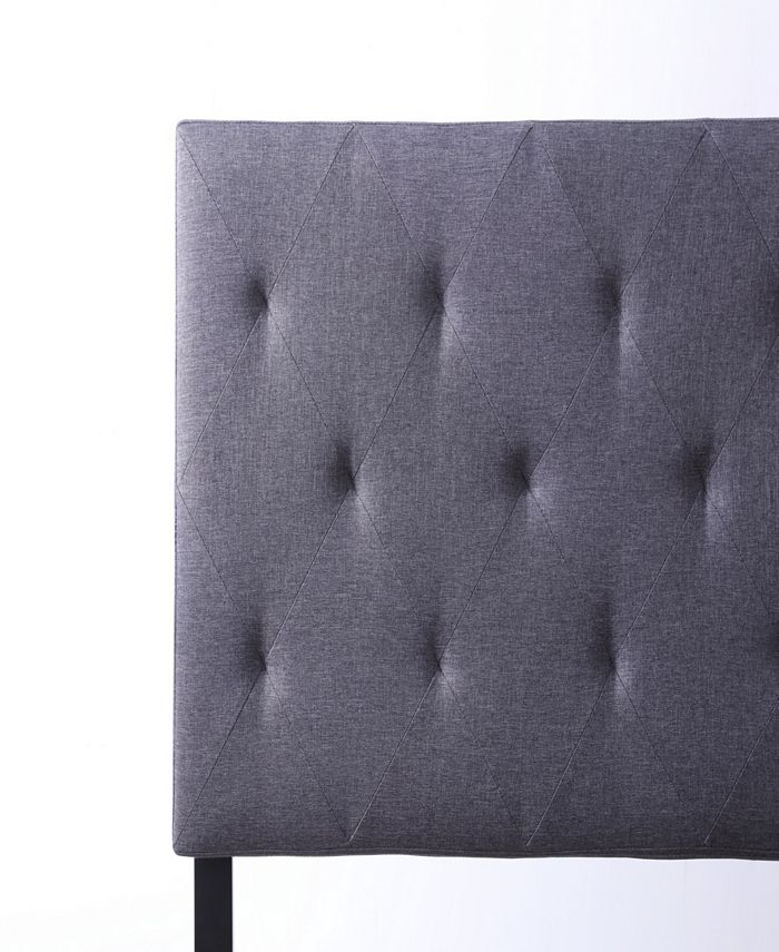 Hodedah Full-Size Upholstered Tufted Rectangular Headboard in Grey - Macy's