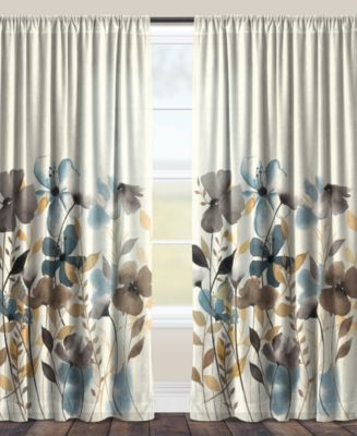 Greige Florals 84" Sheer Window Curtain - Macy's