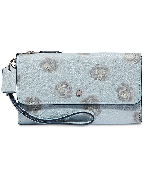COACH Rose-Print Triple Small Wristlet & Reviews - Handbags ...