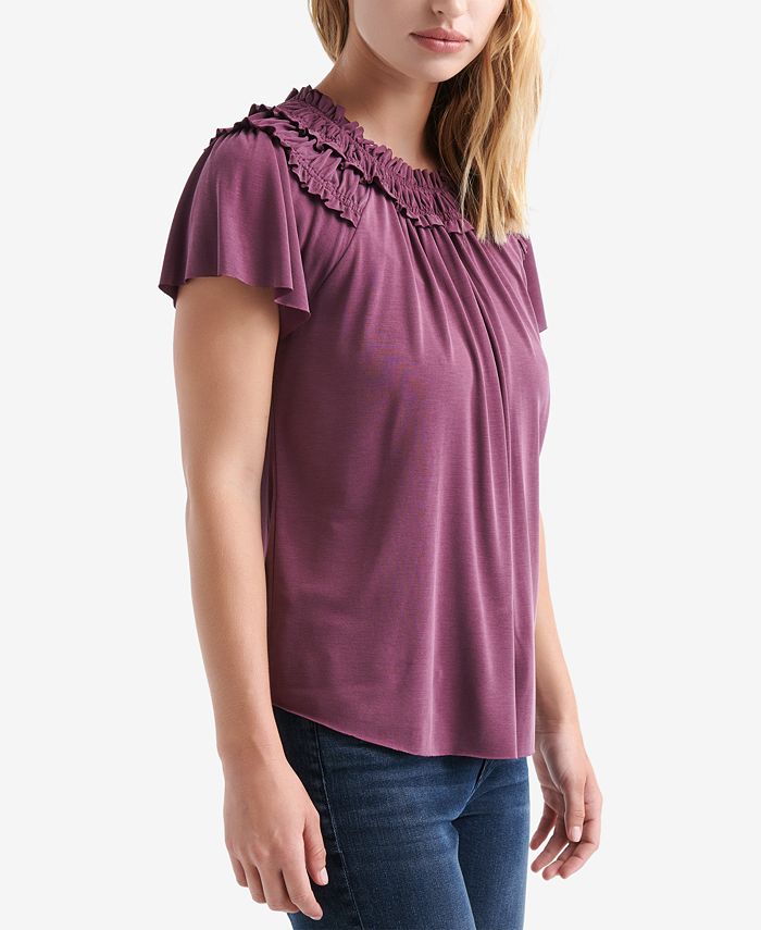 Lucky Brand Smocked Flutter-Sleeve Top - Macy's