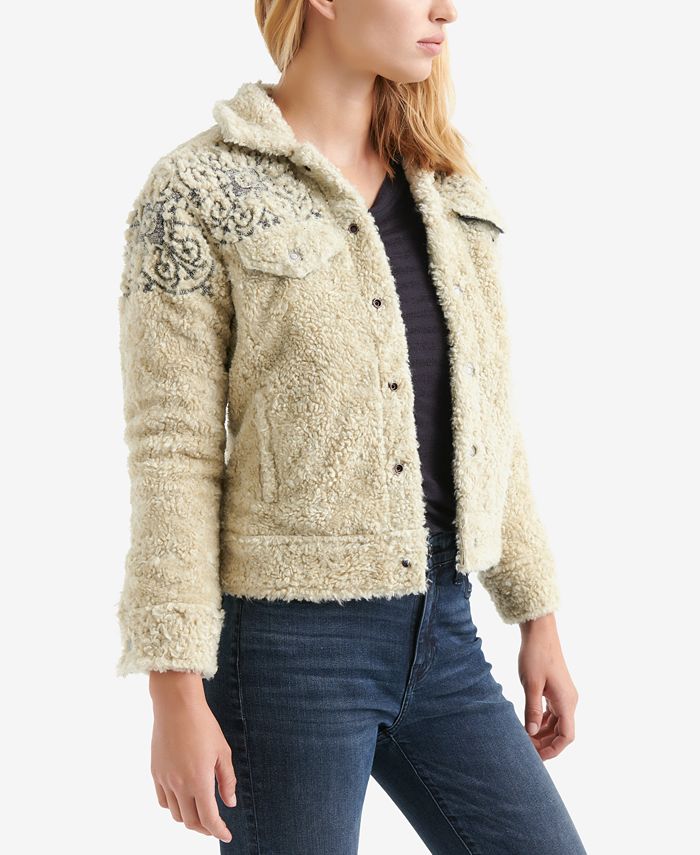 Lucky Brand Faux-Fur Trucker Jacket & Reviews - Jackets & Blazers ...