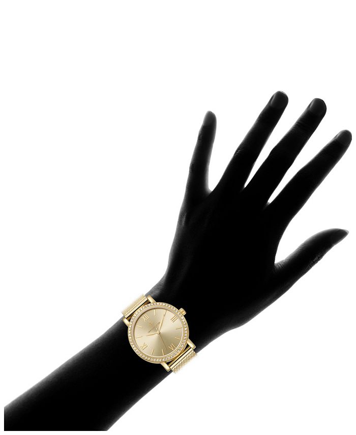 Timothy Stone Women's 'Indio' Minimalist Crystal Accented Mesh Bracelet Watch - Macy's