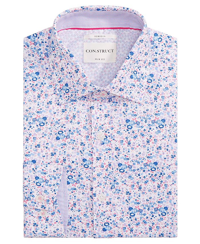ConStruct Con.Struct Men's Slim-Fit Stretch Floral Dress Shirt - Macy's