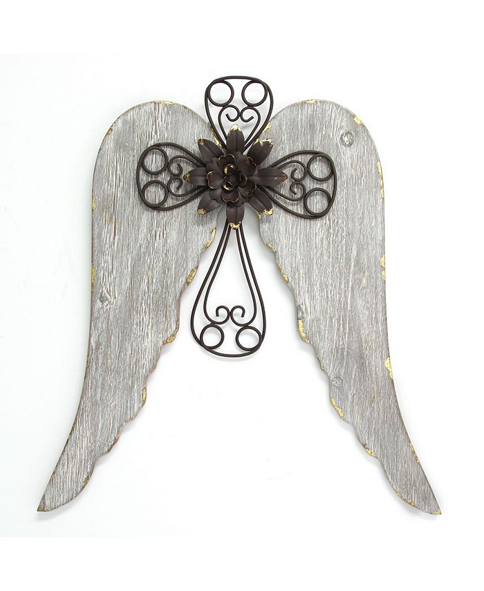 Stratton Home Décor Stratton Home Decor Angel Wings with Cross Wall ...