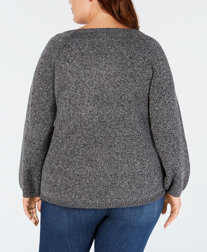 Style & Co Plus Size Jacquard Floral Sweater, Created for Macy's - Macy's