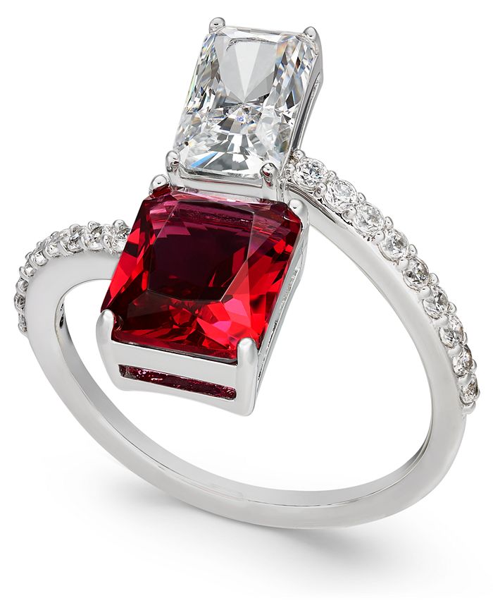Eliot Danori Danori Silver-Tone Ruby Crystal Bypass Ring, Created for ...