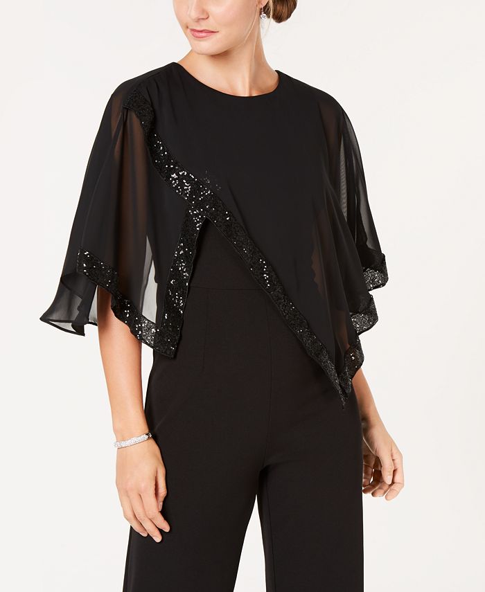 Ivanka Trump Sequined Cape Jumpsuit - Macy's