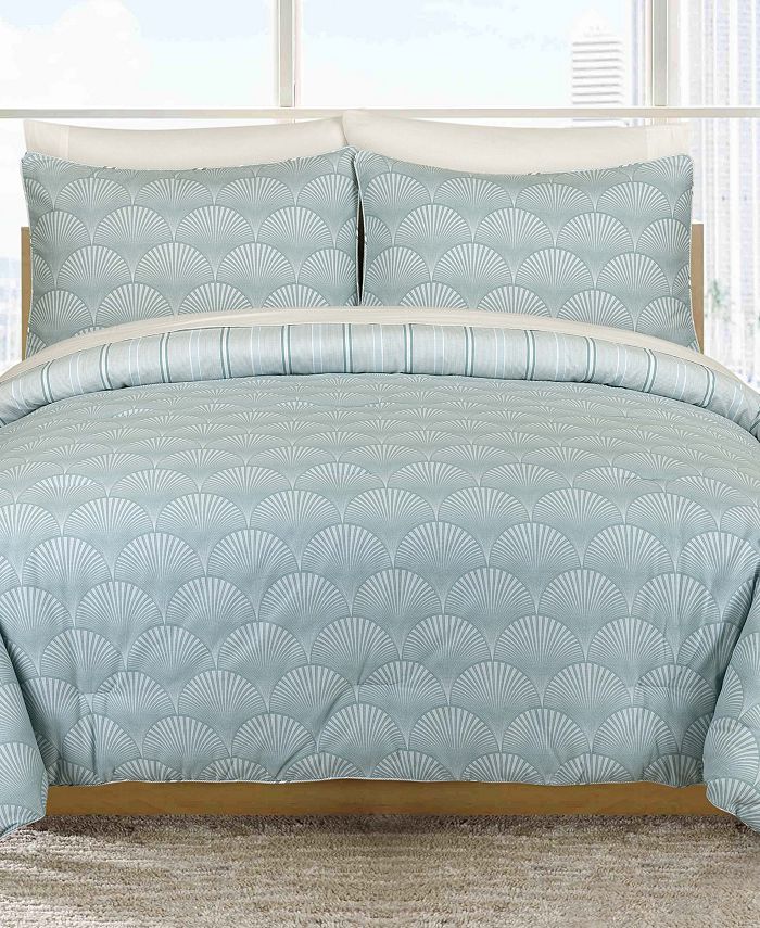 Nouvelle Home Ron Chereskin Modern Fanfair Turquoise Full/Queen Duvet ...