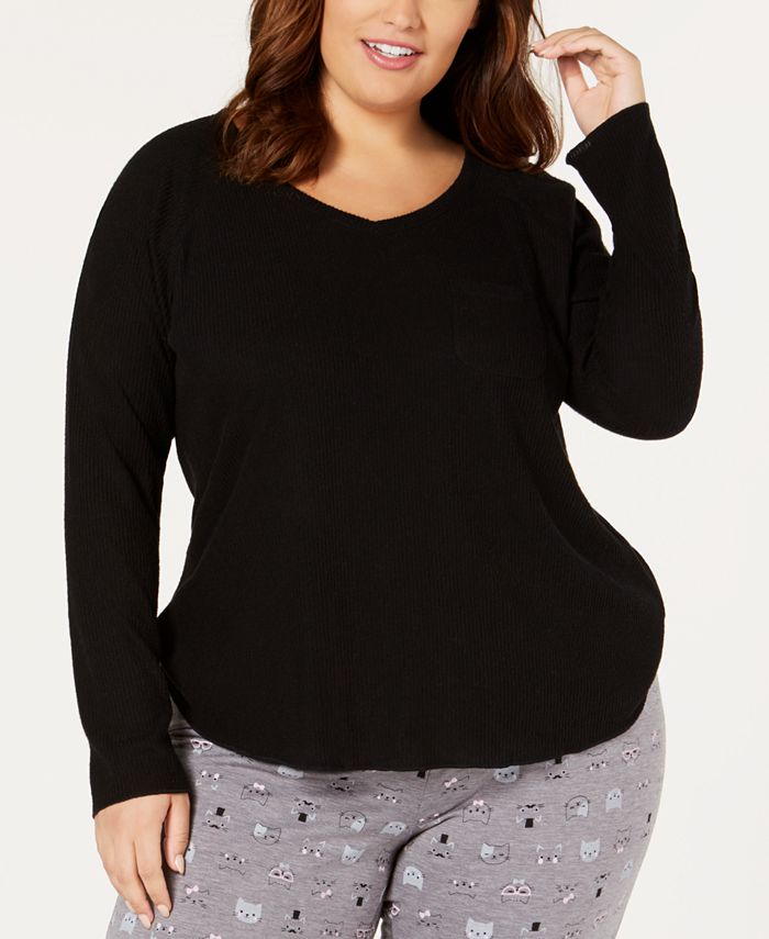 Jenni Plus Size Ribbed Hacci Sleep Top, Created for Macy's - Macy's