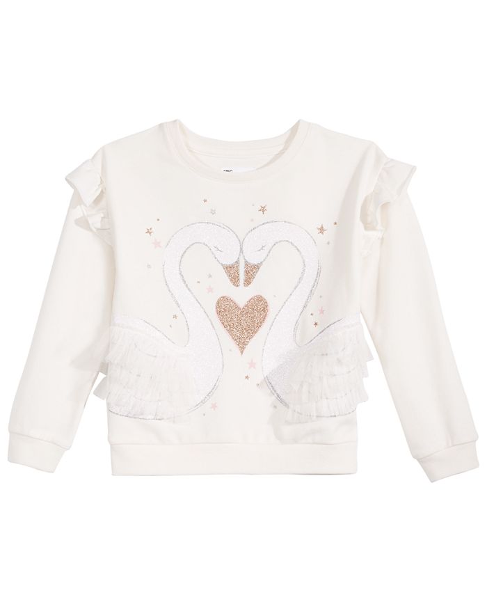 Epic Threads Toddler Girls Flutter-Sleeve Swan Sweatshirt, Created for ...