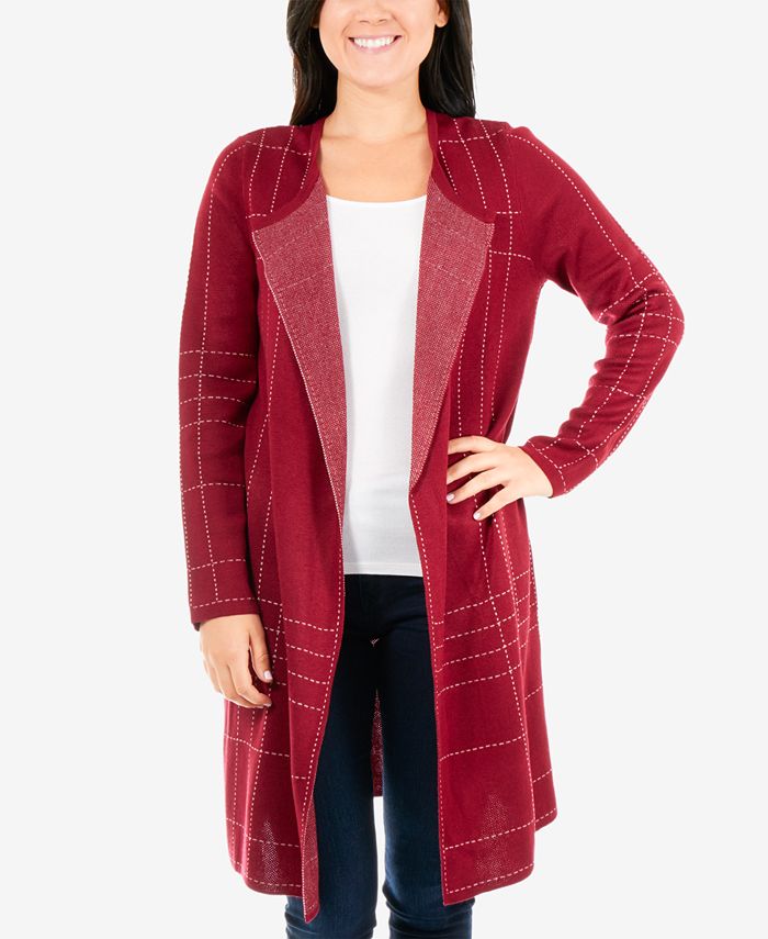 NY Collection Stitched Open-Front Cardigan - Macy's