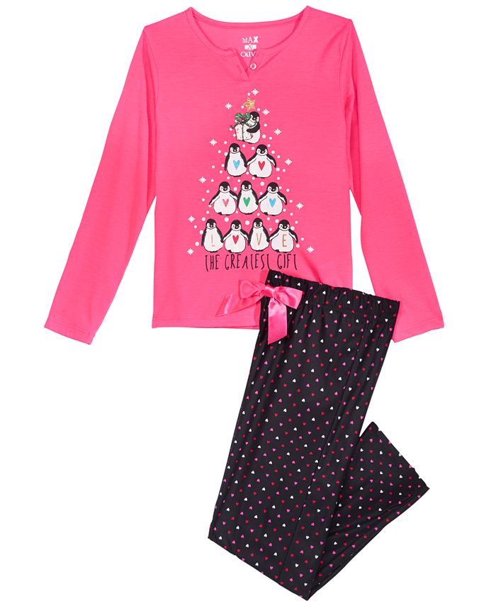 Max & Olivia Big Girls 2-Pc. Greatest Gift Pajama Set, Created for Macy ...