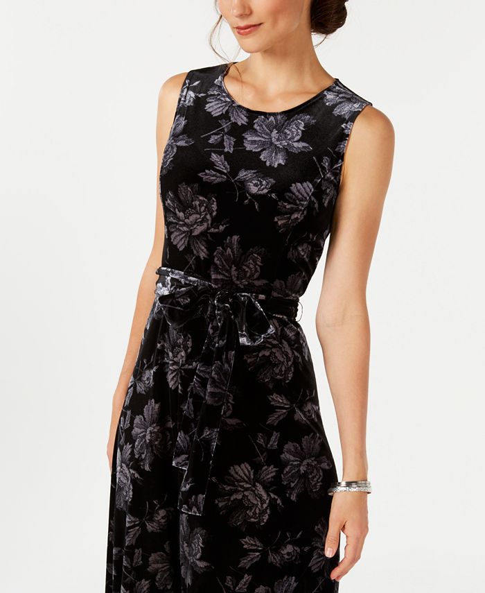 Charter Club Sleeveless Floral Velvet Midi Dress, Created for Macy's ...