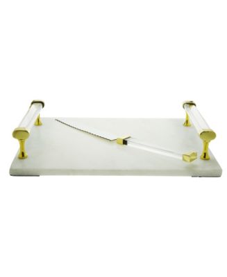 Classic Touch Marble Board and Knife with Acrylic Handles - Macy's