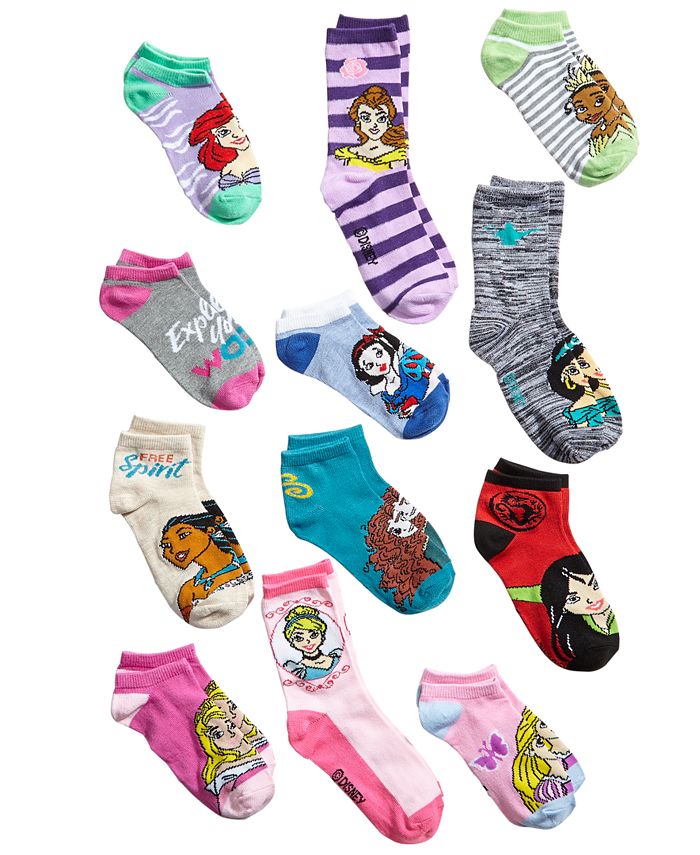 Disney Little Girls 12-Pk. Princess Socks Boxed Set - Macy's