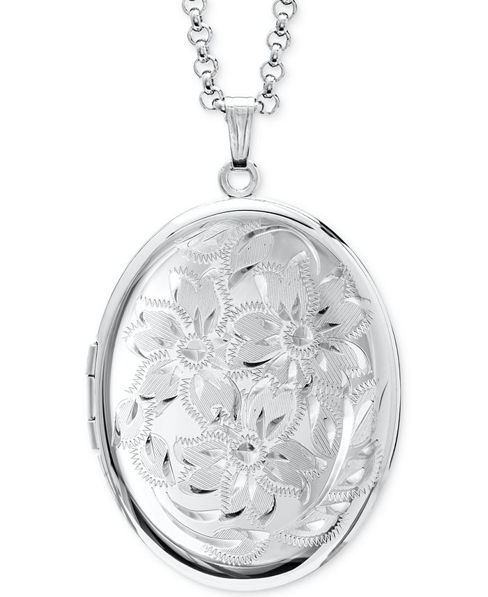 Macy's Engraved Oval Double Frame Locket 30" Pendant Necklace in ...