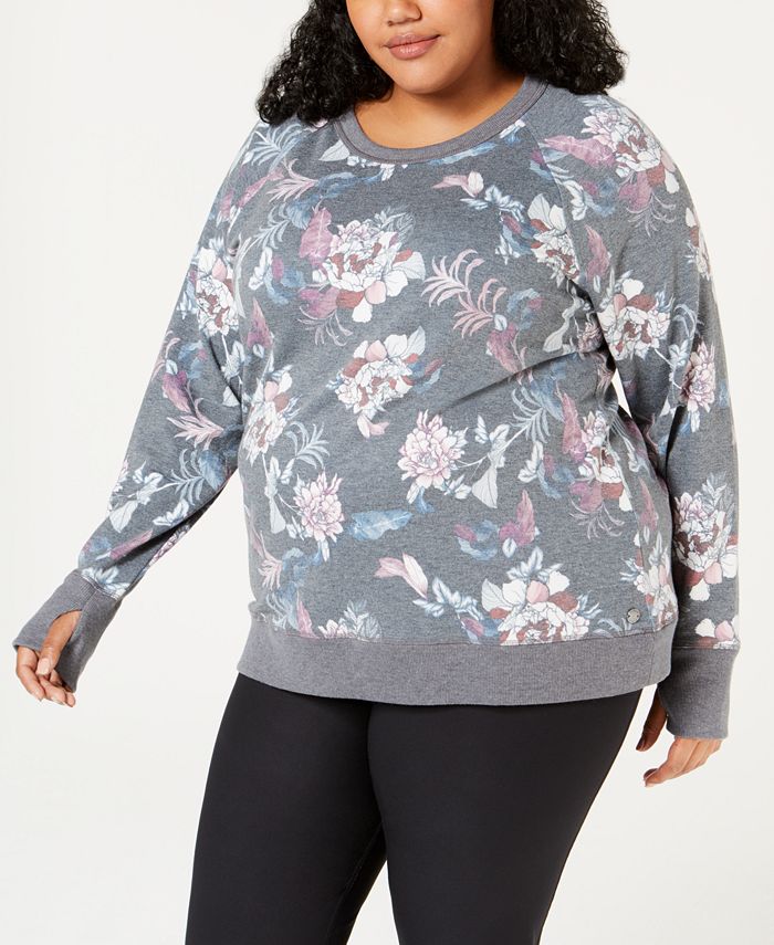 Ideology Plus Size Printed Lattice-Back Top, Created for Macy's - Macy's