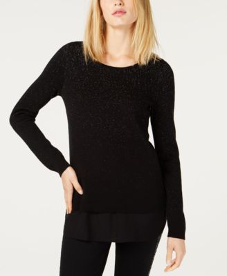 I.N.C. Metallic Layered-Look Sweater, Created for Macy's - Macy's