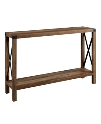 46 inch Metal X Entry Table in Rustic Oak - Macy's