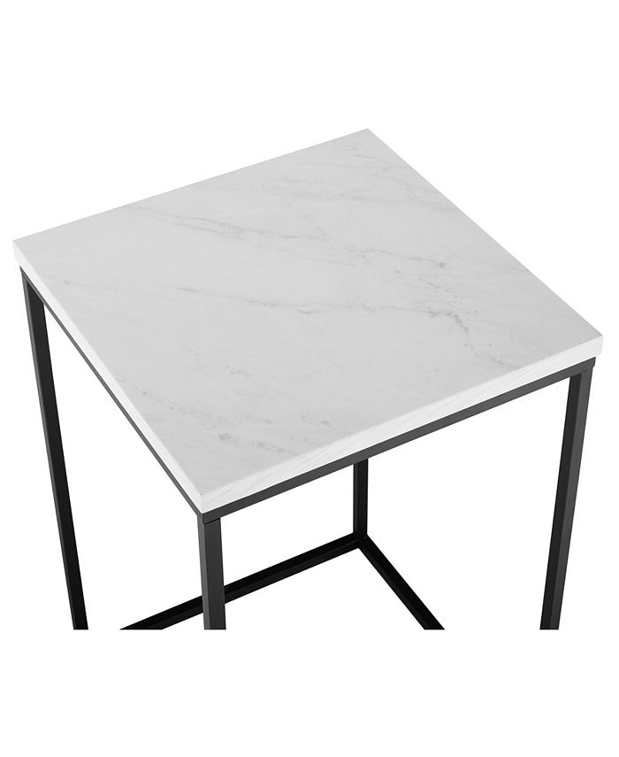 Walker Edison 16" Open Side Accent Table in White Faux-Marble with ...