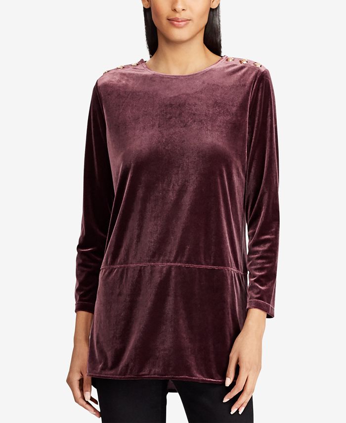 Lauren Ralph Lauren Georgette Velvet Tunic Top - Macy's