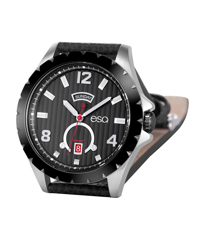ESQ Men's Stainless Steel Watch, Black Dial, Day and Date Windows - Macy's