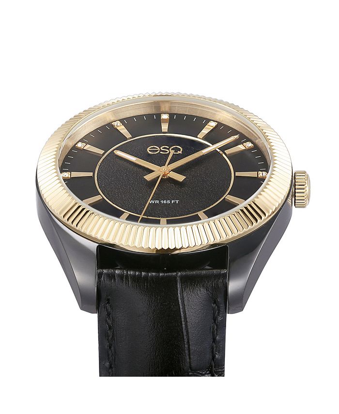 ESQ Men's Black IP Stainless Steel Watch with Black Dial and Crystal ...