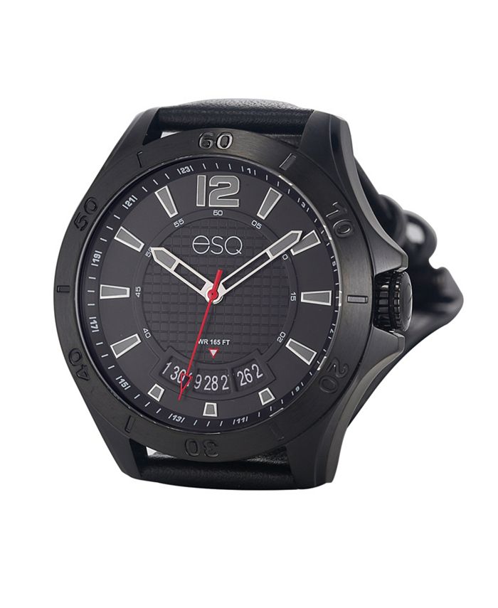 ESQ Men's Black IP Stainless Steel Watch with Black Dial and Date ...