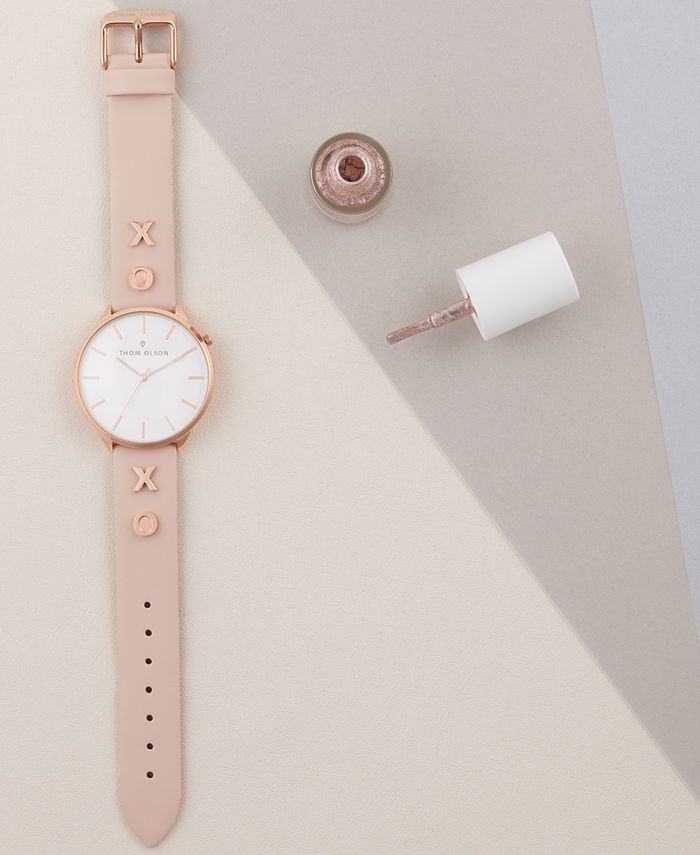 Thom Olson Women's Blush Leather Strap Watch 40mm - Macy's