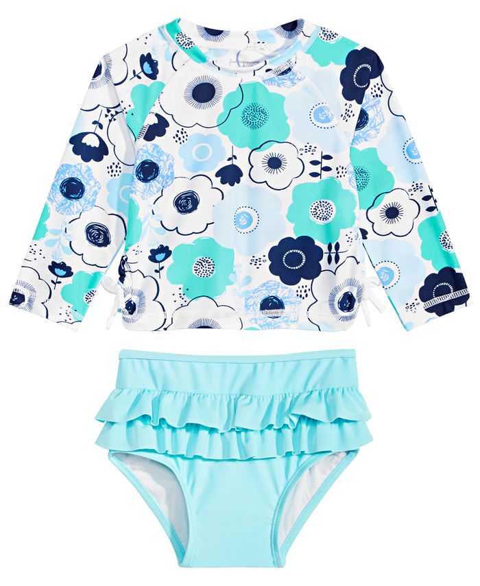 First Impressions Baby Girls 2-Pc. Floral-Print Rash Guard Set, Created ...